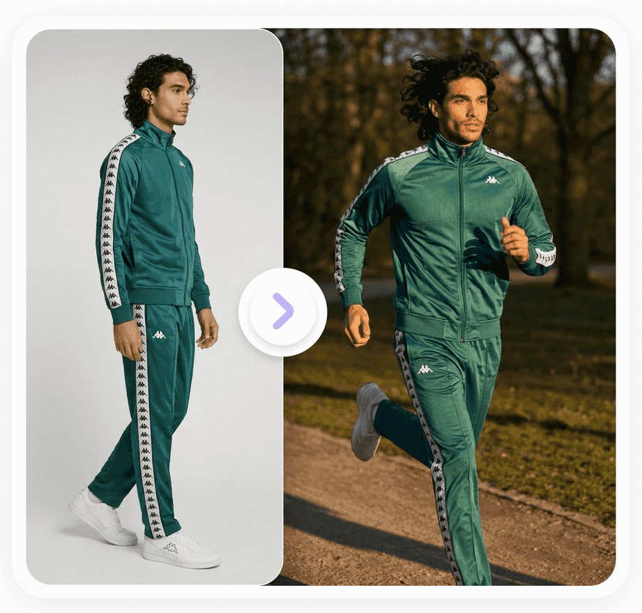 AI backgrounds for models | Create custom scenes | Claid.ai