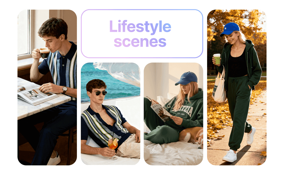 AI backgrounds for models | Create custom scenes | Claid.ai