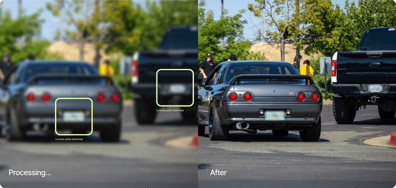 Bulk license plate blur API - Protect privacy at scale | Claid.ai
